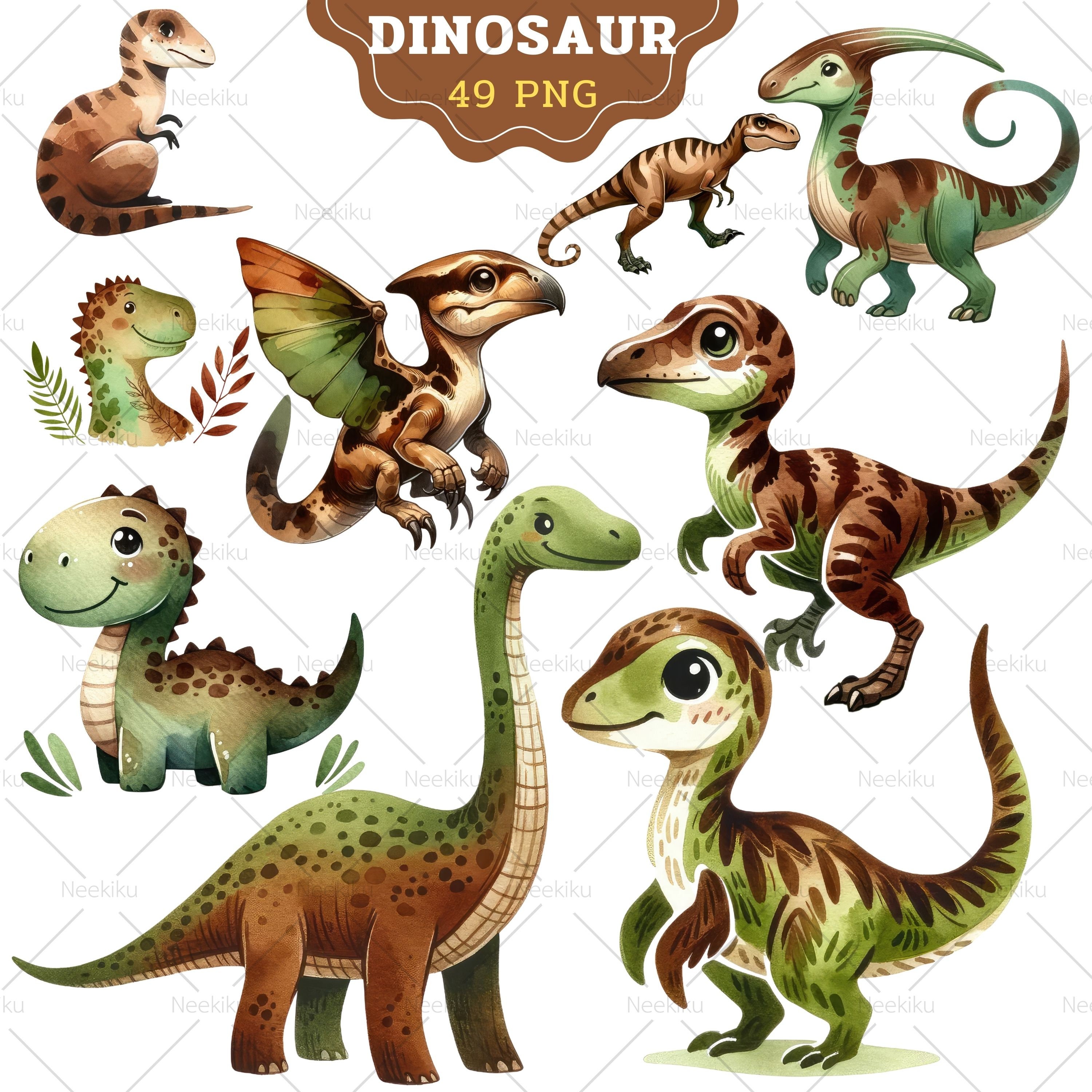 Watercolor Dinosaur Clipart Collection, Nursery Clipart, Baby Boy ...