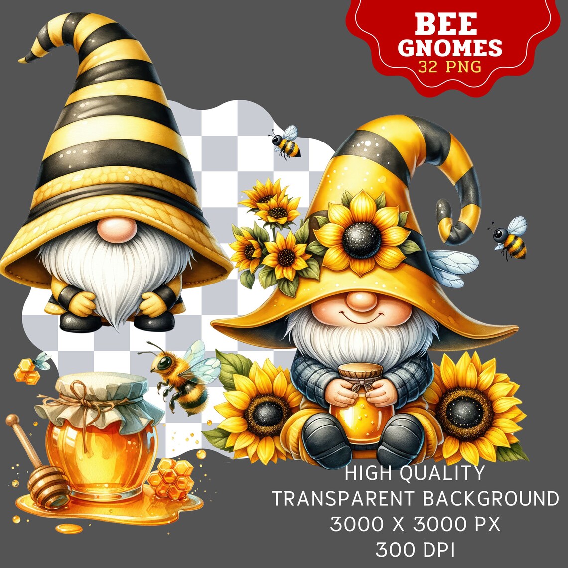 Bee Gnomes Png, Sunflower Gnomes Png, Summer Clipart, Bundle Collection ...