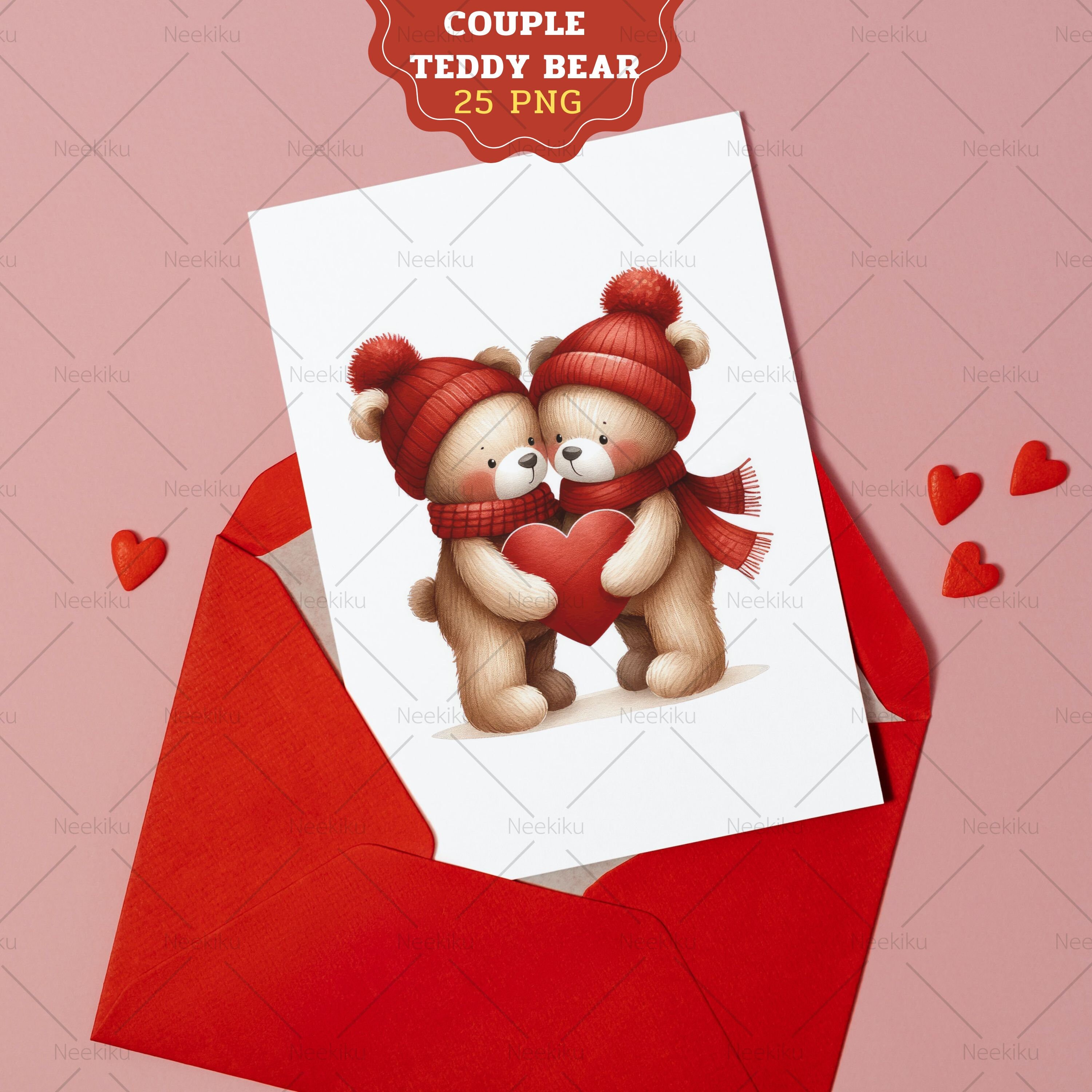 Couple Bear Clipart, Teddy in Love PNG, Teddy Bear Watercolor ...