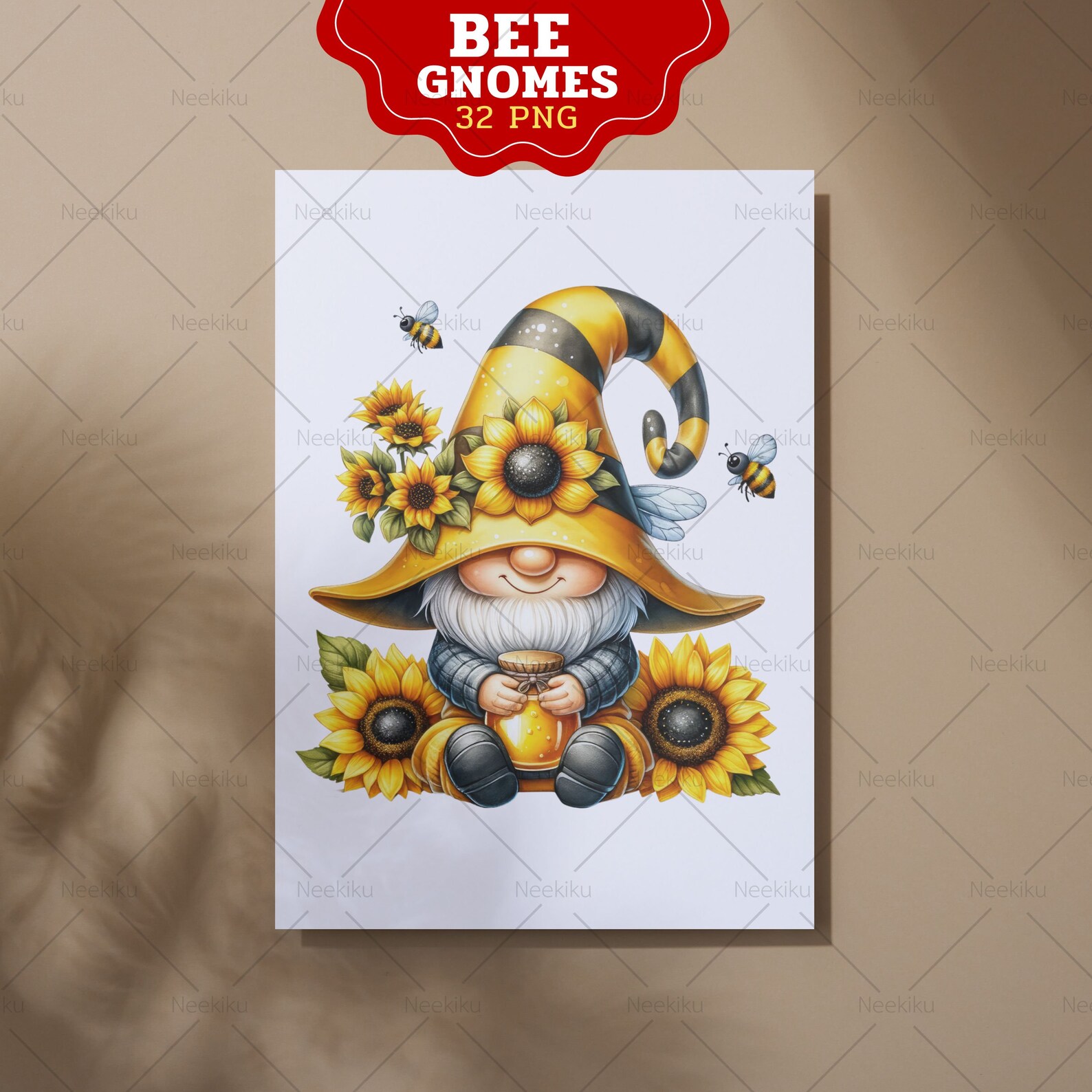 Bee Gnomes PNG Clipart: Sunflower Summer Collection (digital Download ...