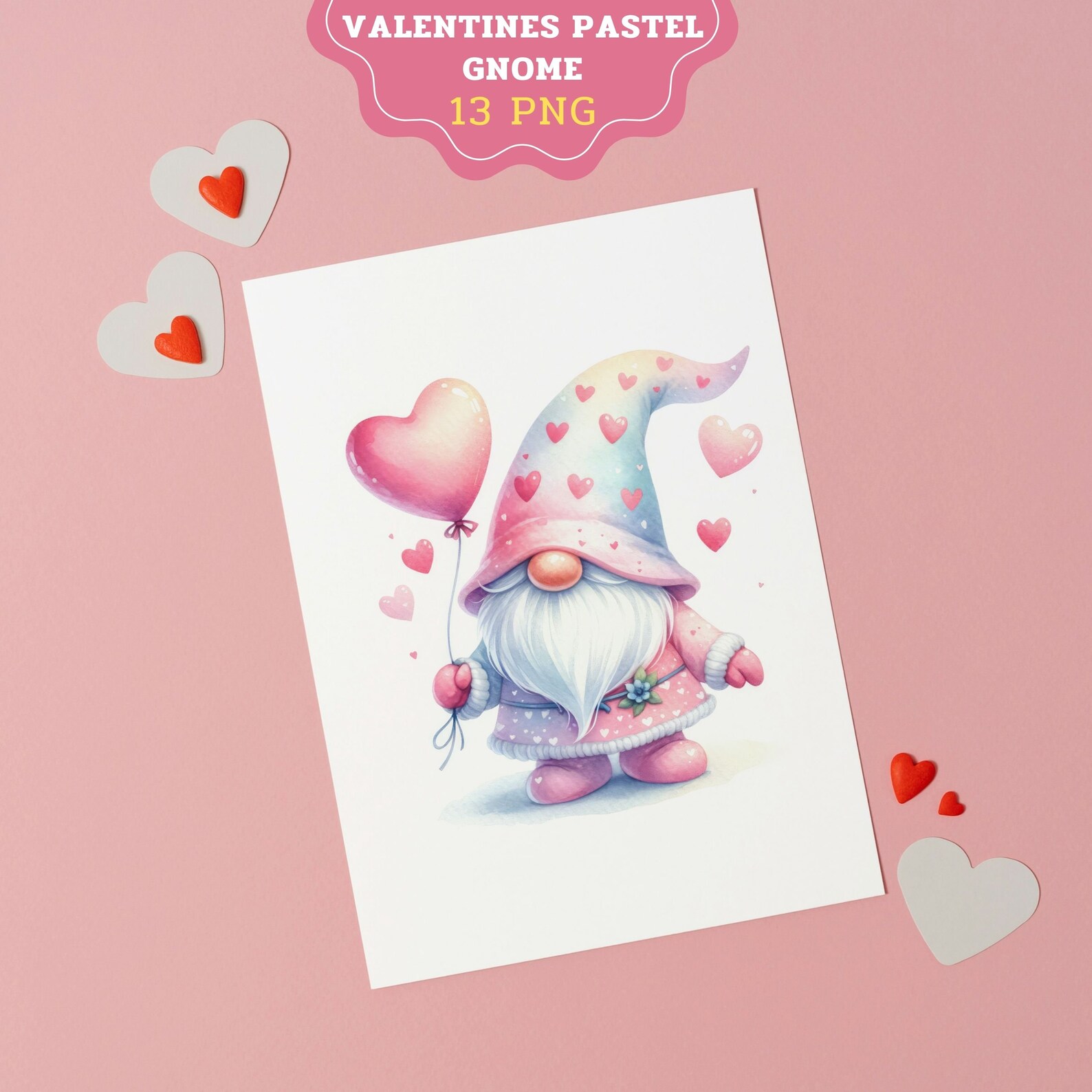 Valentines Pastel Gnome Clipart, Valentines Clipart, Valentines Png ...
