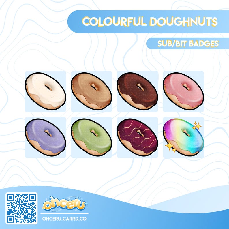 Colourful Doughnut Badge Set || 8 Badges for Twitch / Youtube / Discord ...