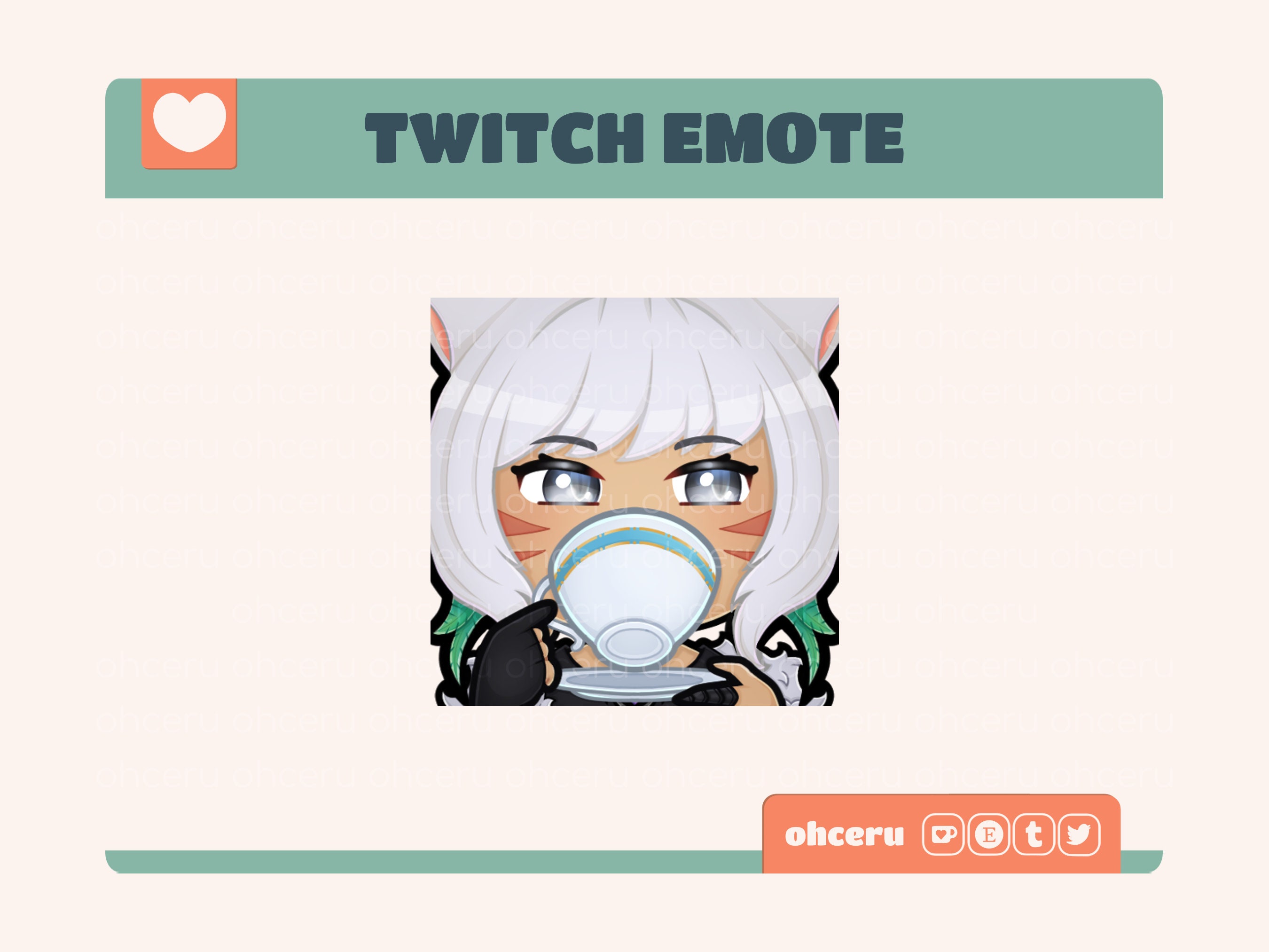 FFXIV Y'shtola Rhul Sip Emote || 1 Static Emote for Twitch / Youtube ...