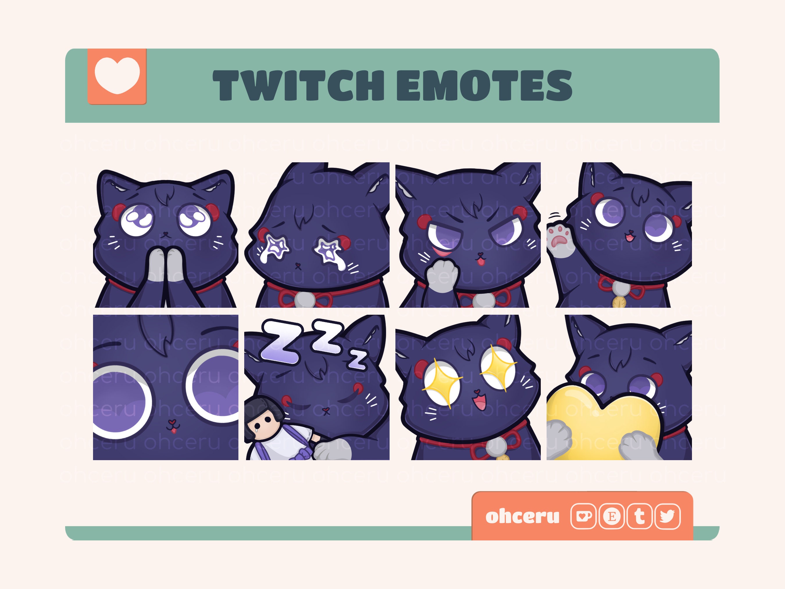 Scarameow Emote Set || 8 Emotes for Twitch / Youtube / Discord || Cute ...