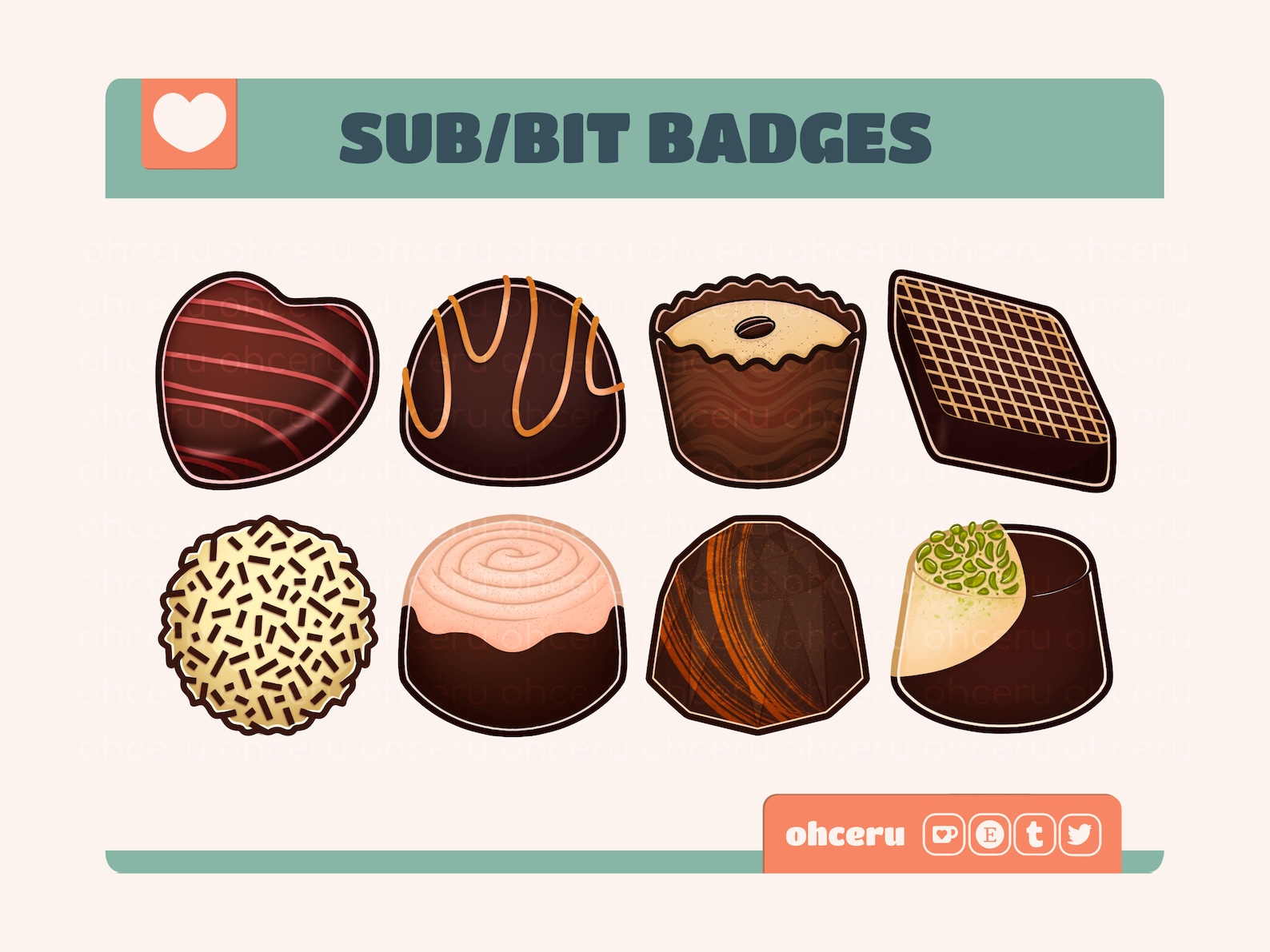 Chocolate Selection Badge Set || 8 Badges for Twitch / Youtube ...