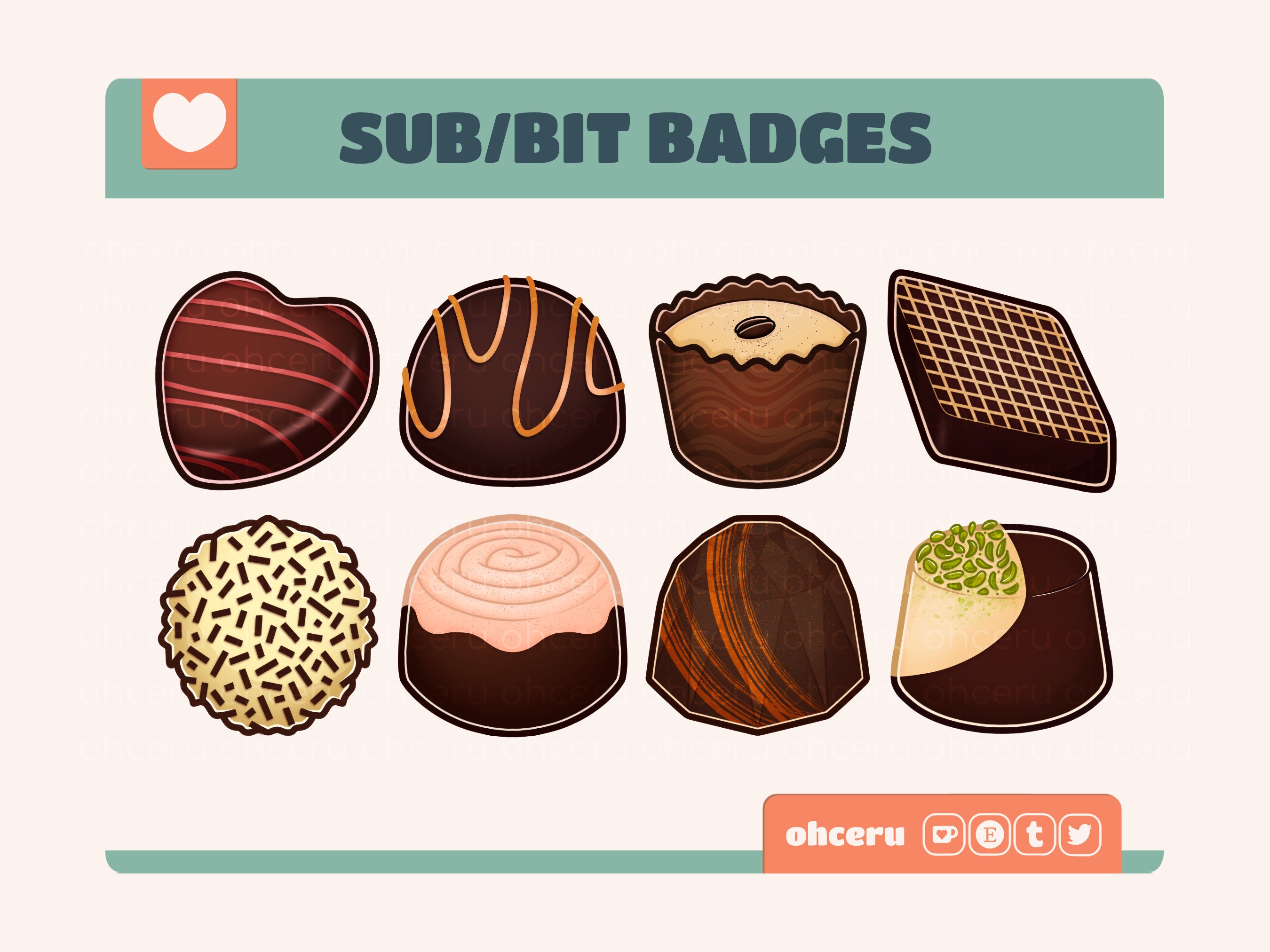 Chocolate Selection Badge Set || 8 Badges for Twitch / Youtube ...
