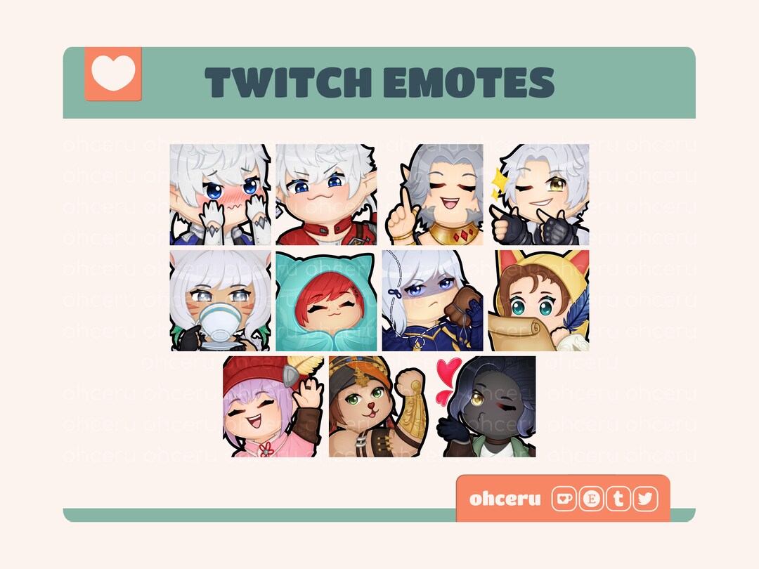 FFXIV Dawntrail Character Emote Set || 11 Emotes for Twitch / Youtube ...
