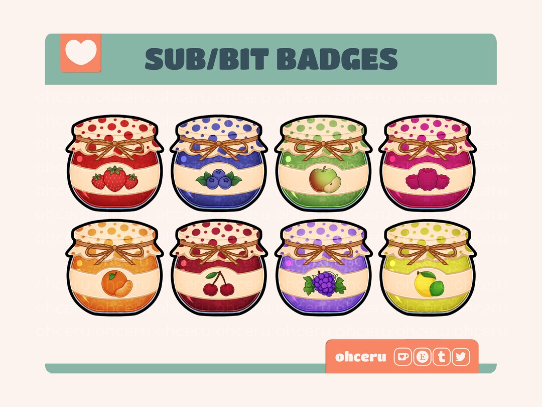 Fruity Jam Badge Set || 8 Badges for Twitch / Youtube / Discord || Bit ...