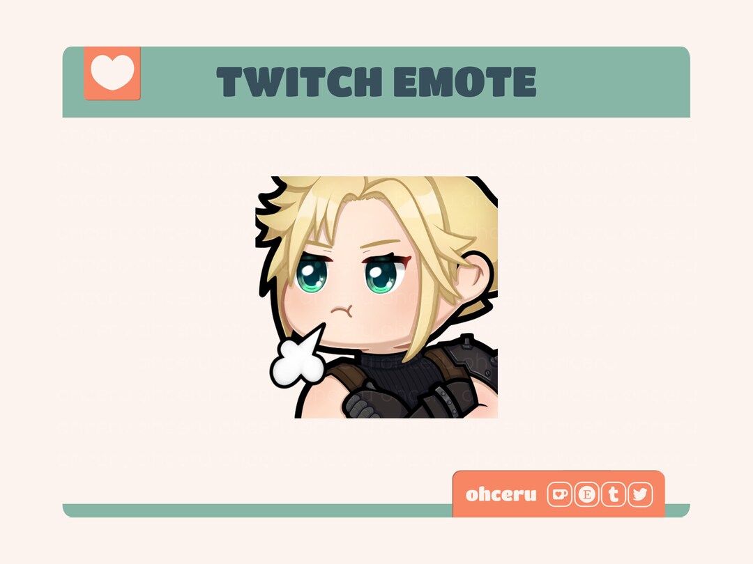 FFVII Cloud Strife Grump Emote || 1 Static Emote for Twitch / Youtube ...