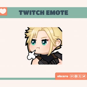FFVII Cloud Strife Grump Emote || 1 Static Emote for Twitch / Youtube ...