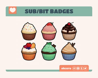 Cupcake Stream Badges for Twitch / Youtube / Discord Bit Badges Sub ...