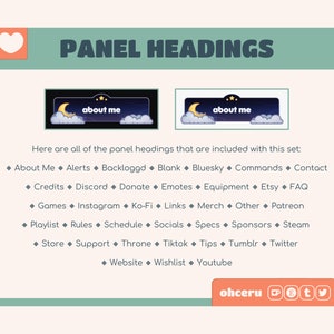 Midnight Panel Set || 38 Twitch Panels || Cute Stream Assets || Premade ...