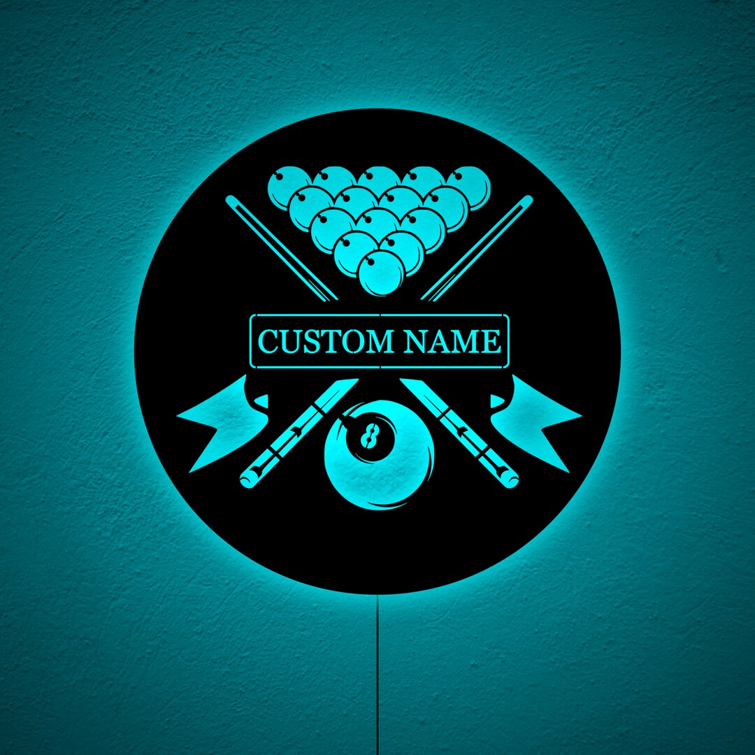 Billiards Wall Art LED Light V8 Custom Billiards Signs - Etsy
