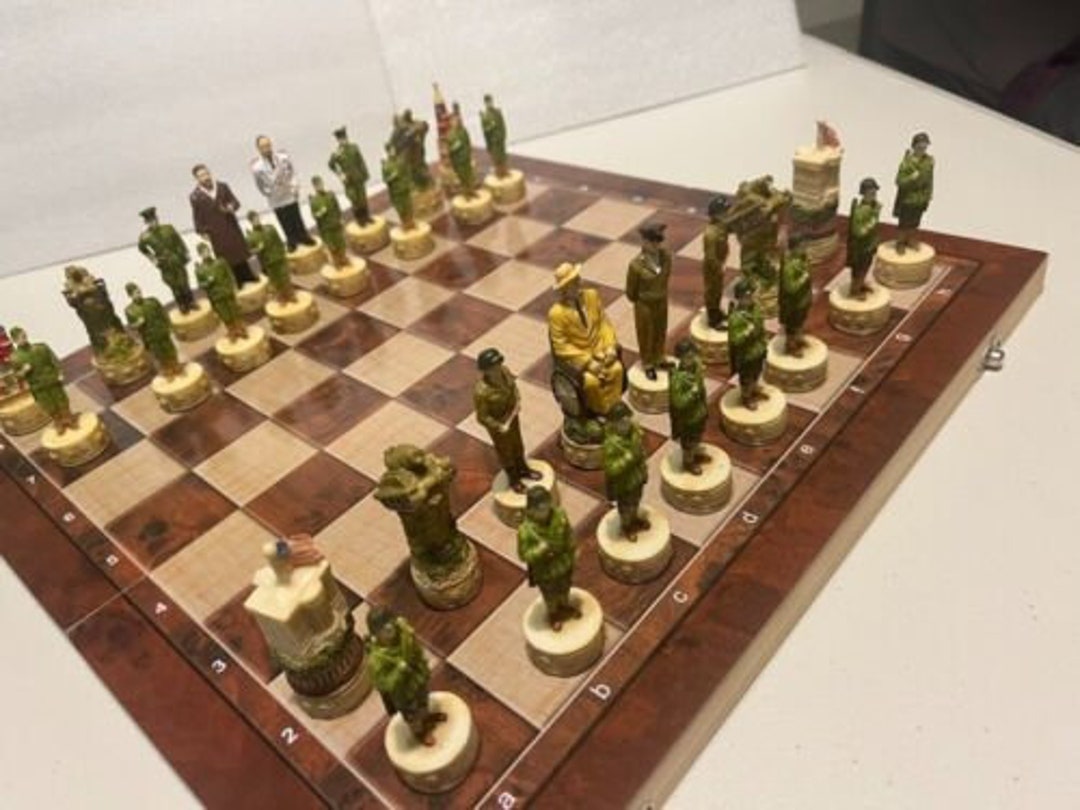 Usa and Soviet Union Ww2 Chess Set With Wooden Board - Etsy
