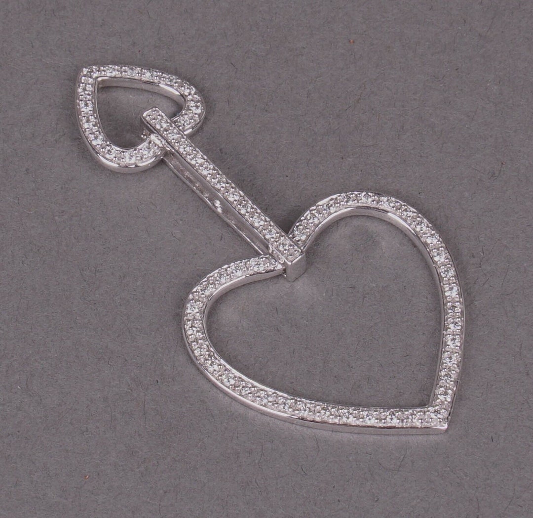 John C Rinker JCR Signed 14K White Gold Diamond Hearts Pendant 3 Grams ...