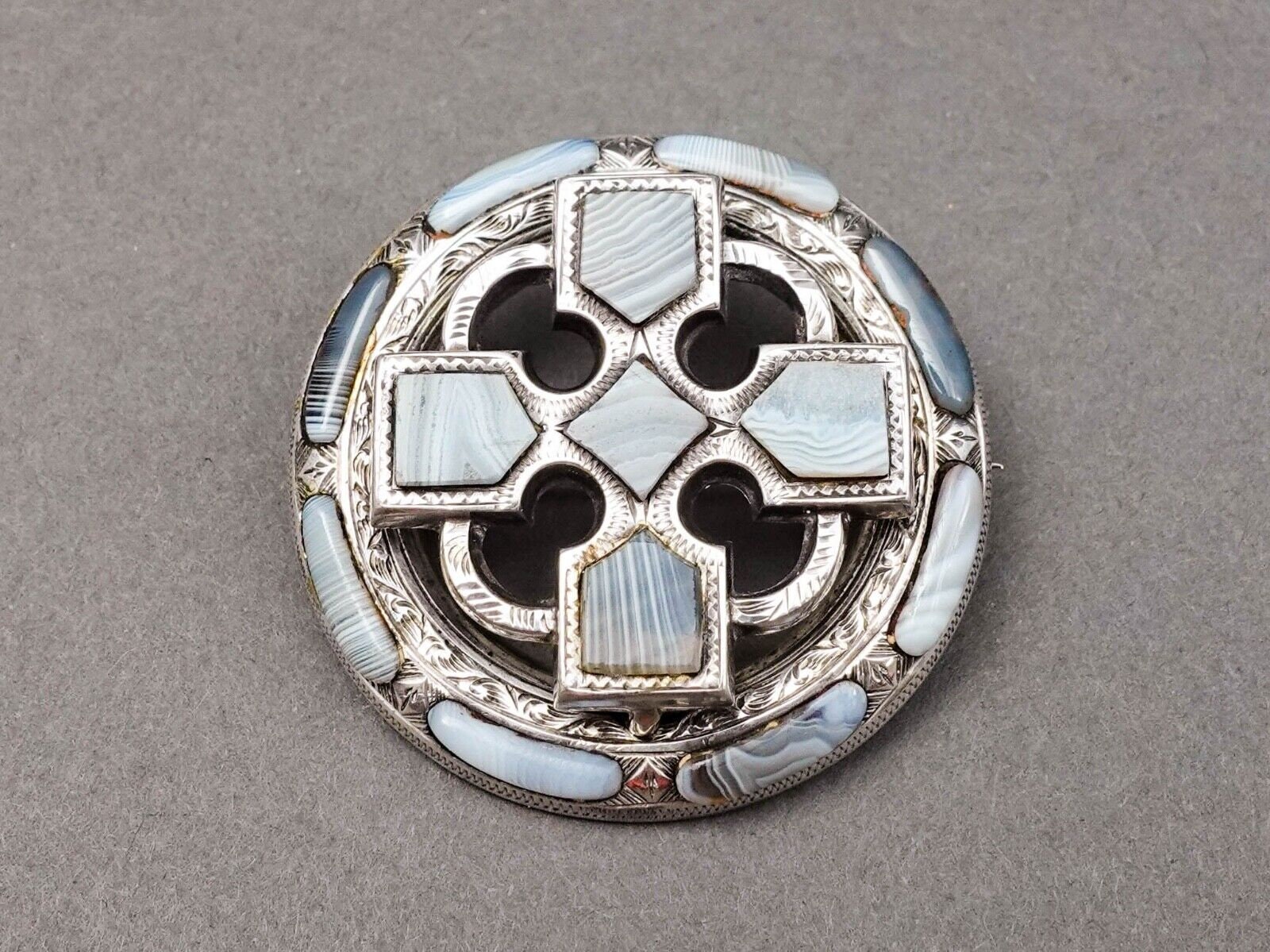 Scottish Victorian Antique Sterling Blue Lace Agate St.andrews Cross ...