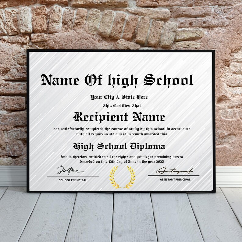 High School Diploma,printable Certificate With Seal,high School,diploma ...