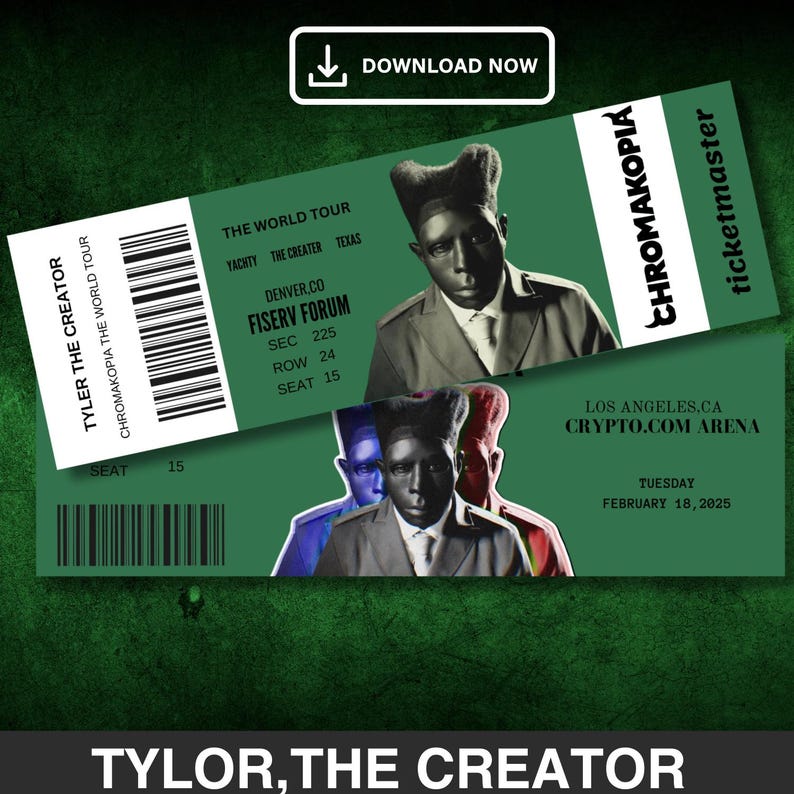 The Creator Chromakopia Tour Concert Ticket,editable Tyler the Creator ...