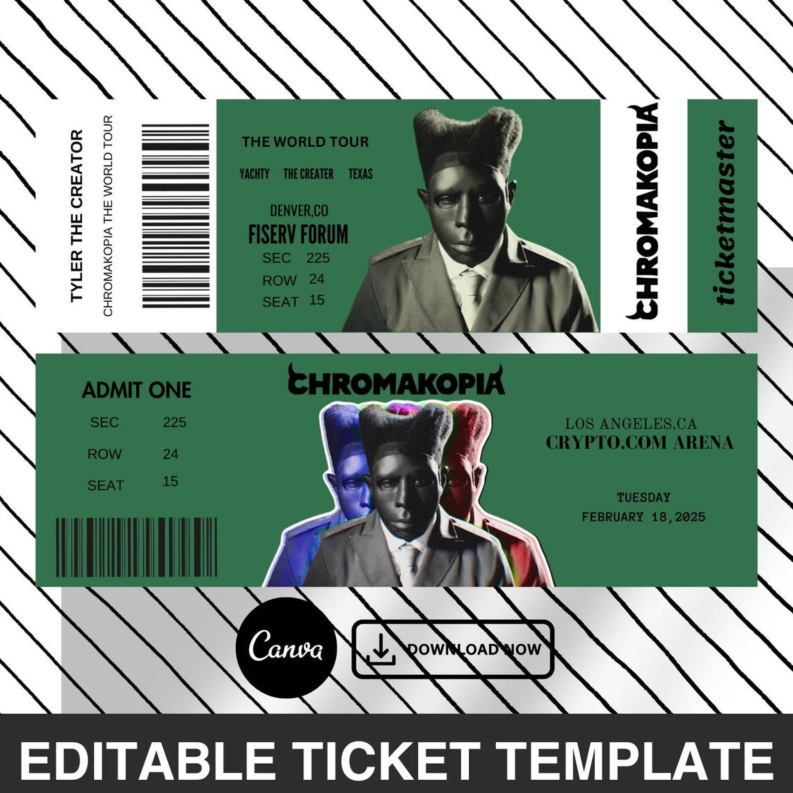 The Creator Chromakopia Tour Concert Ticket,editable Tyler the Creator ...