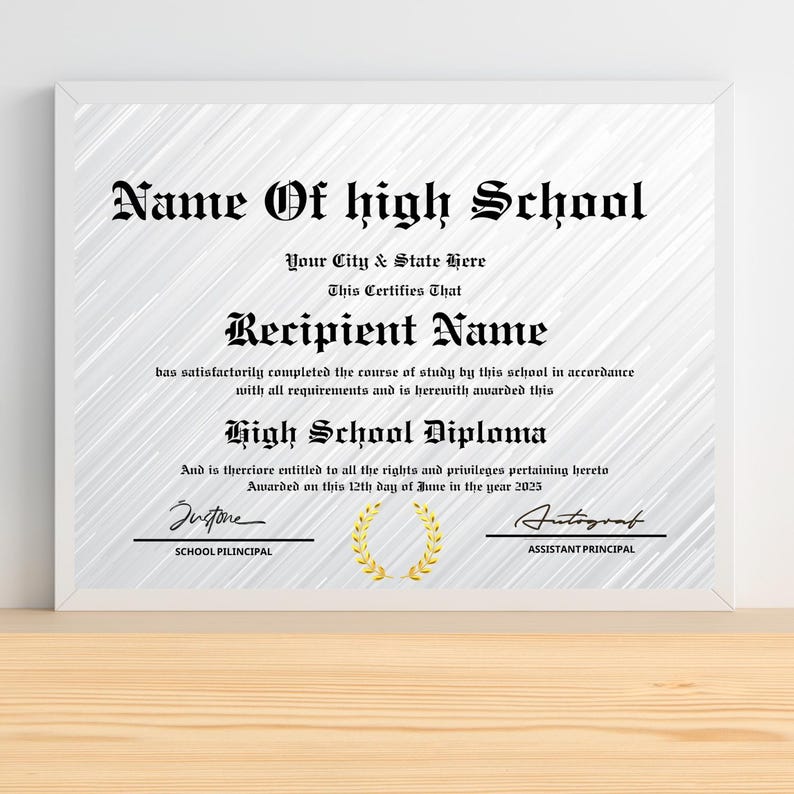 High School Diploma,printable Certificate With Seal,high School,diploma ...