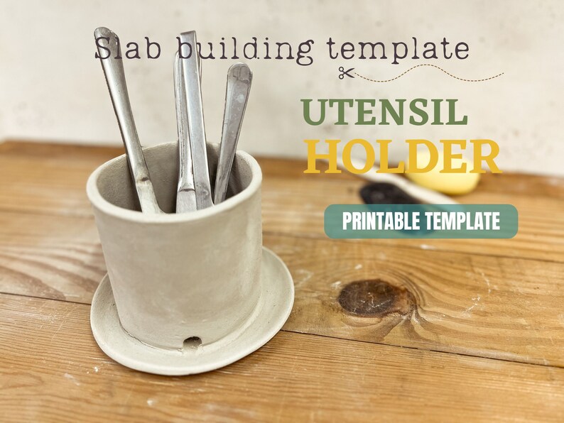 Pottery Utensil Holder Template: Slab Building PDF Pattern - Etsy