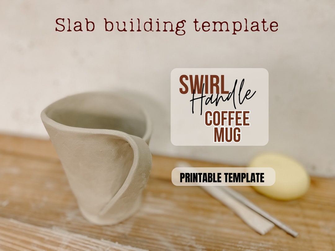 Pottery Template: Slab Building Swirl Handle Coffee Mug (PDF Pattern ...