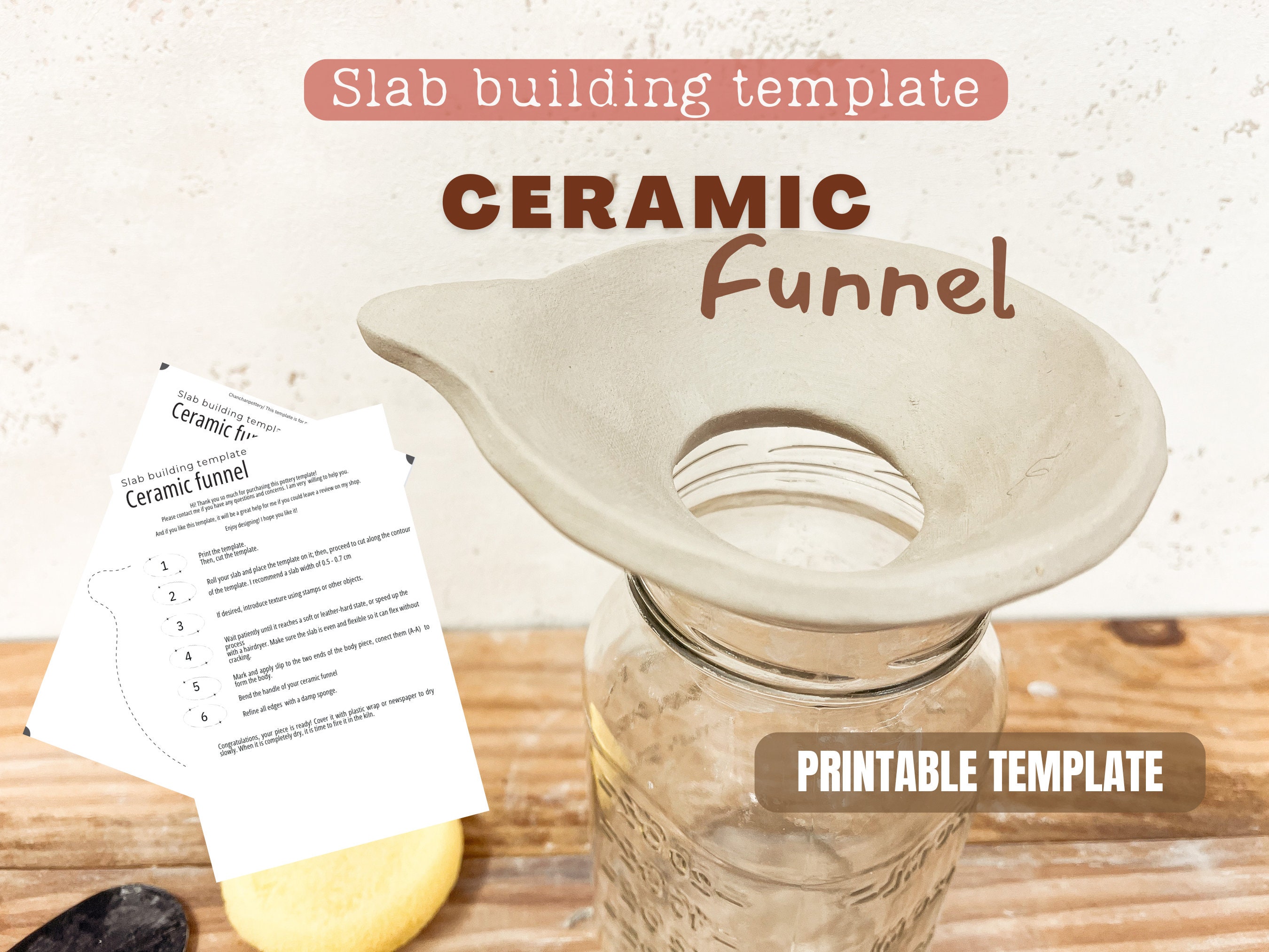 Ceramic Funnel Pottery Template, Funnel for Jam, Preserves and Bulk ...