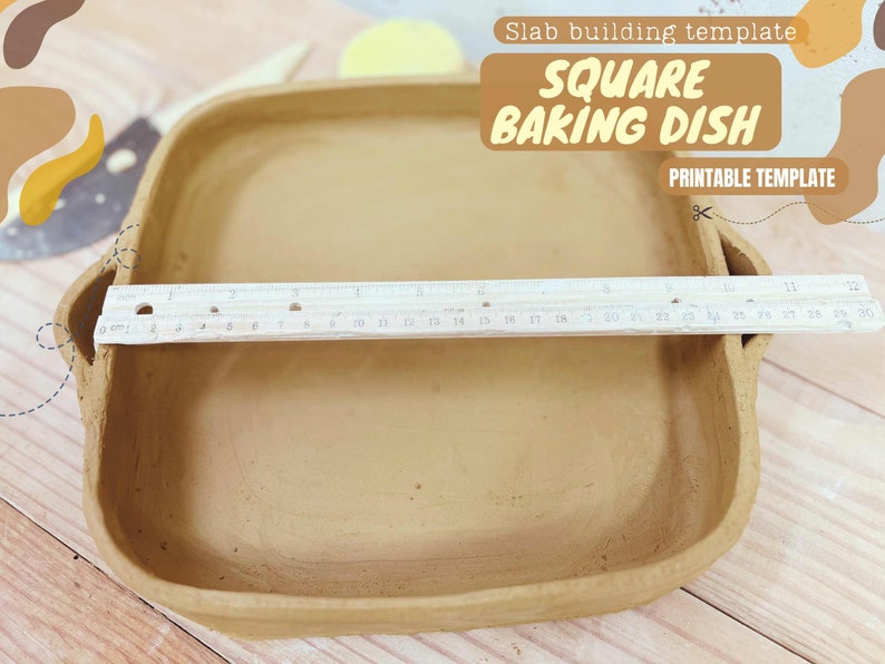 Square Baking Dish Pottery Template: Lasagna Pan Slab Building (PDF ...