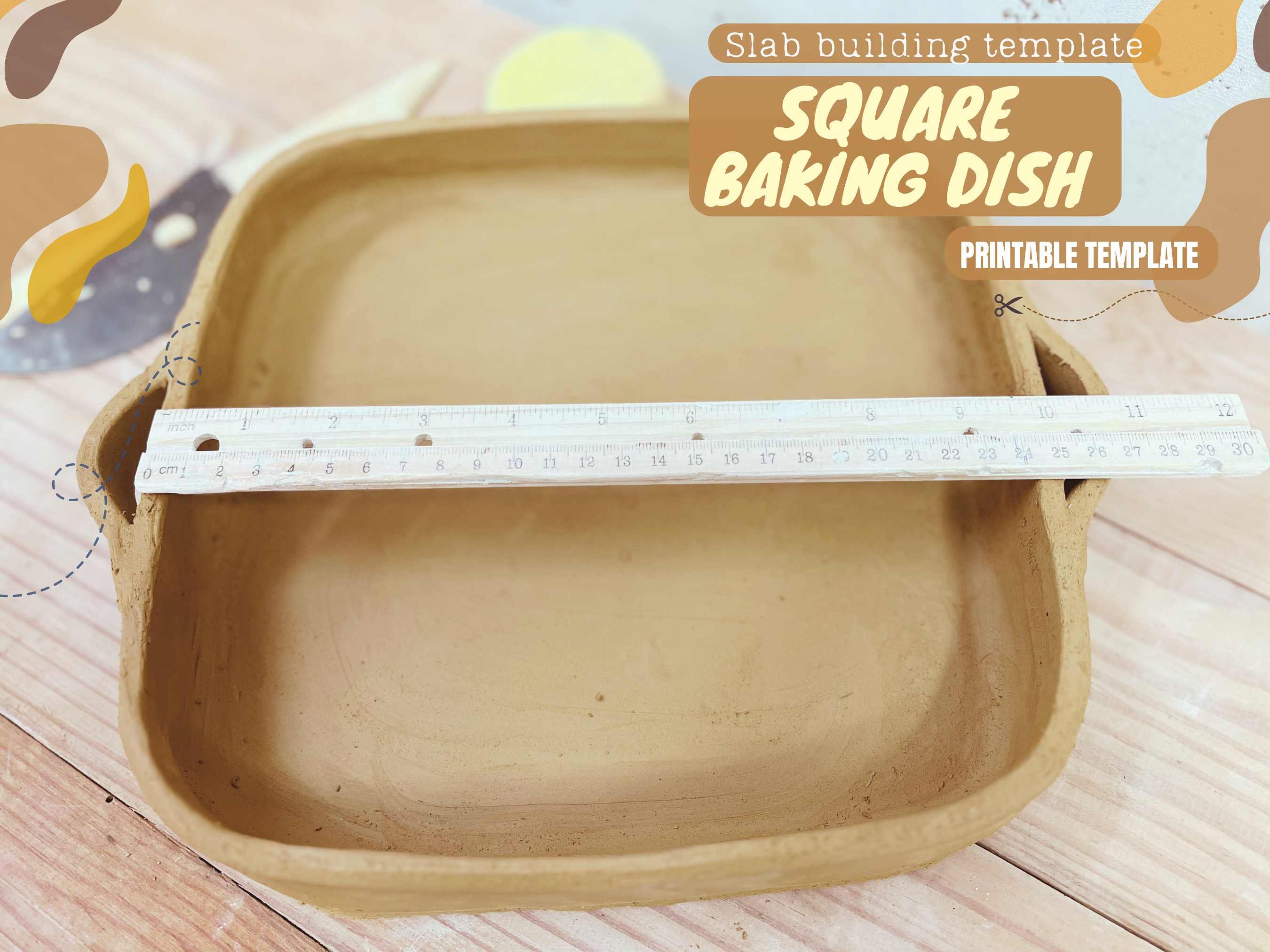 Square Baking Dish Pottery Template: Lasagna Pan Slab Building (PDF ...