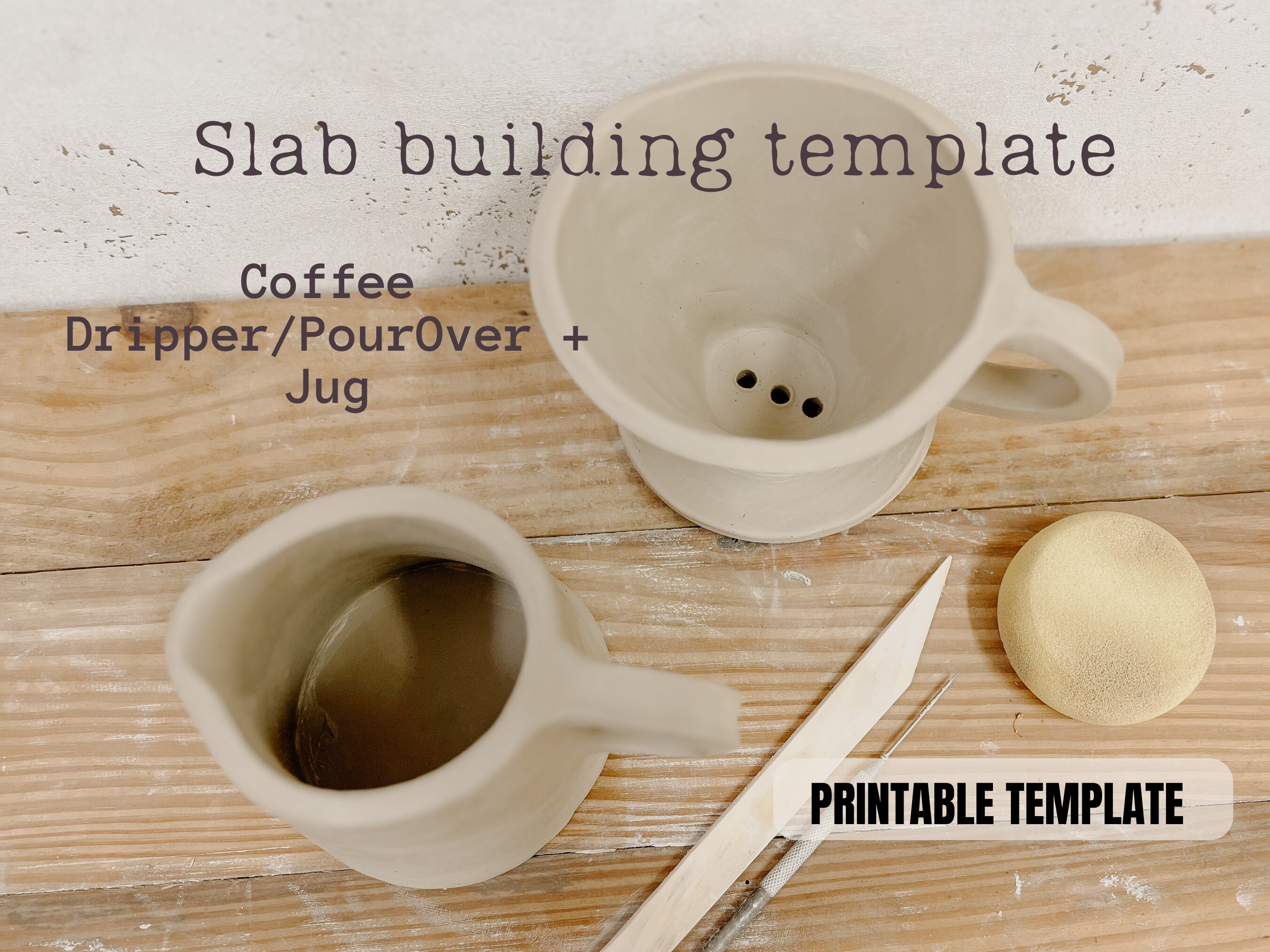 Pottery Pour Over Coffee Set Template: Slab Building Pattern (PDF ...