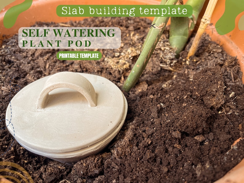 Self Watering Plant Pod Pottery Template: Olla Slab Building (PDF ...