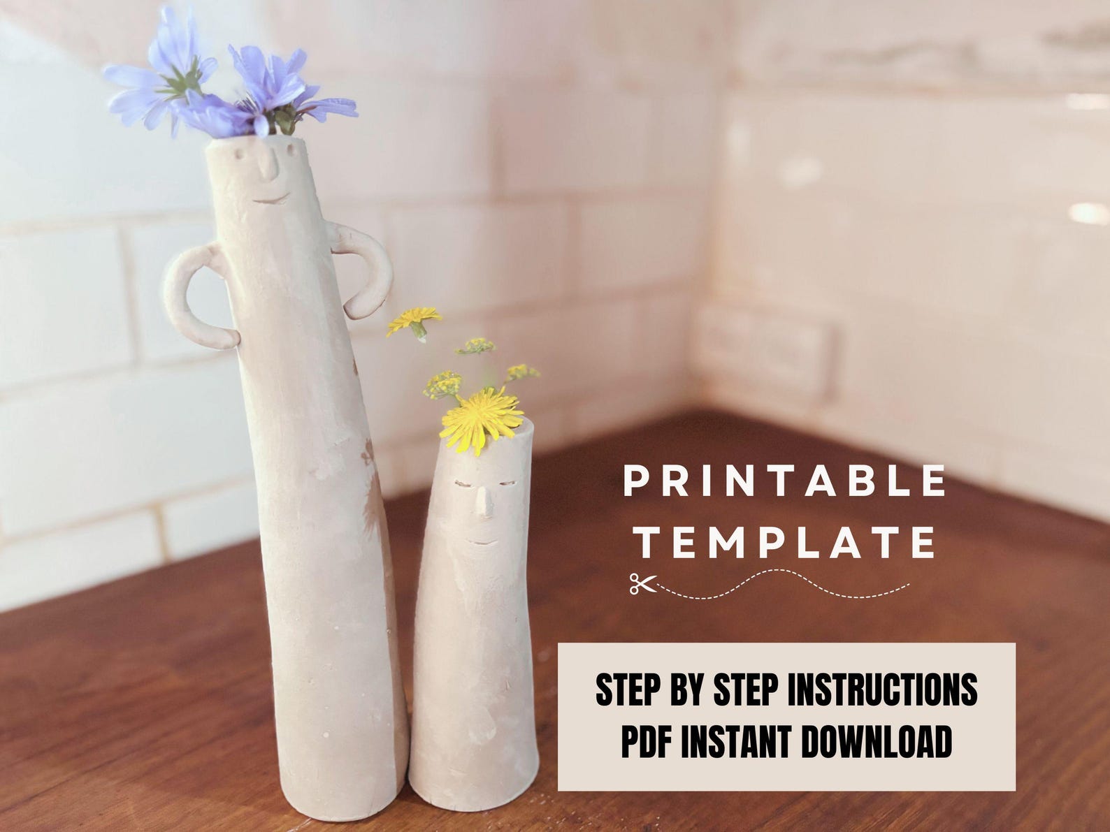 Face Bud Vase Pottery Template: DIY Ceramic Pattern (PDF Pattern) - Etsy