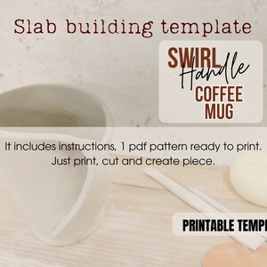 Pottery Template: Slab Building Swirl Handle Coffee Mug (PDF Pattern ...