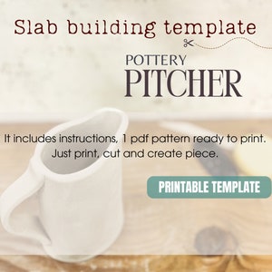 Pottery Pitcher Slab Building Template: DIY Ceramic Jug (PDF Pattern ...