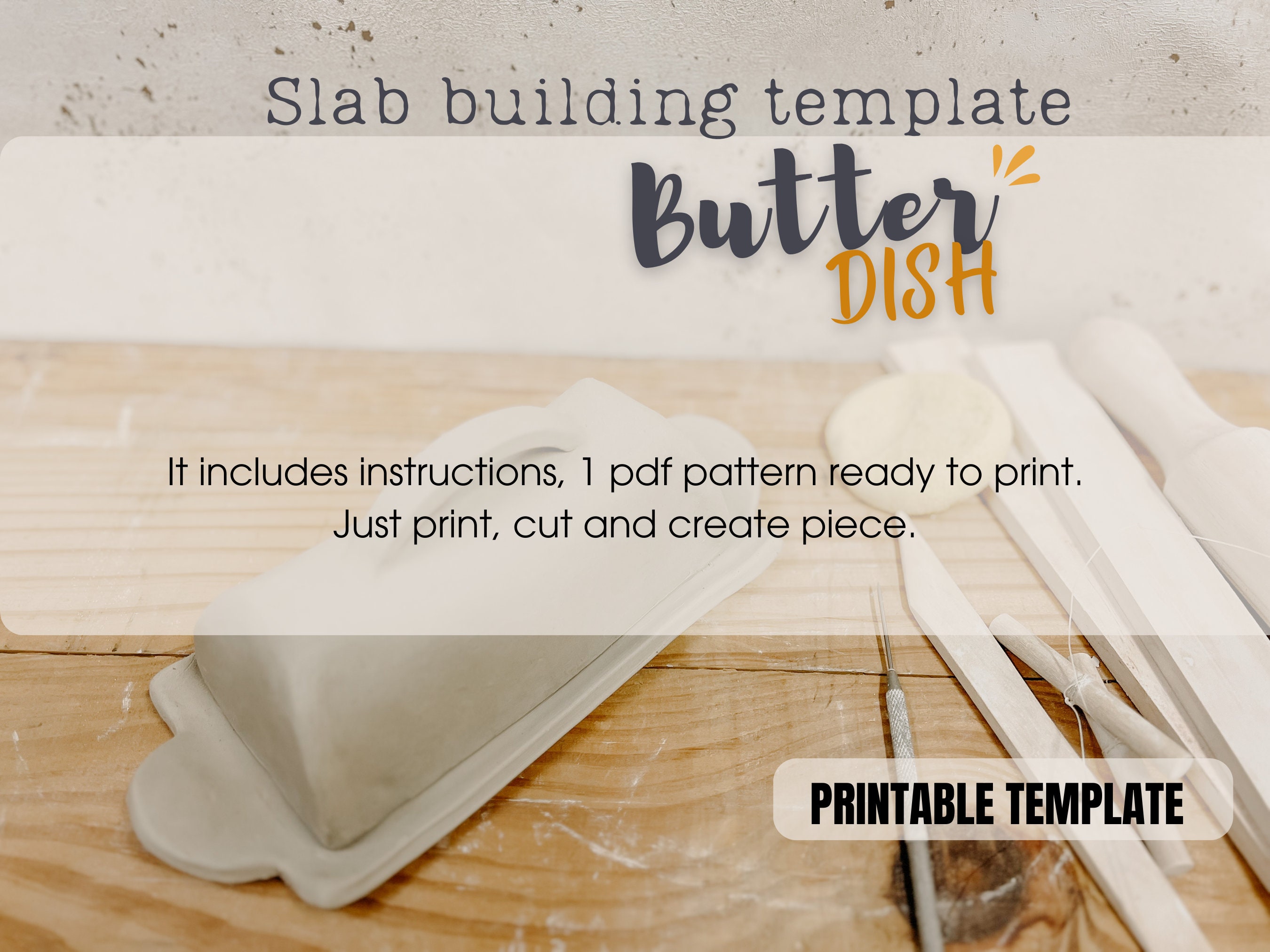 Butter Dish Pottery Template: DIY Slab Building (PDF Pattern) - Etsy