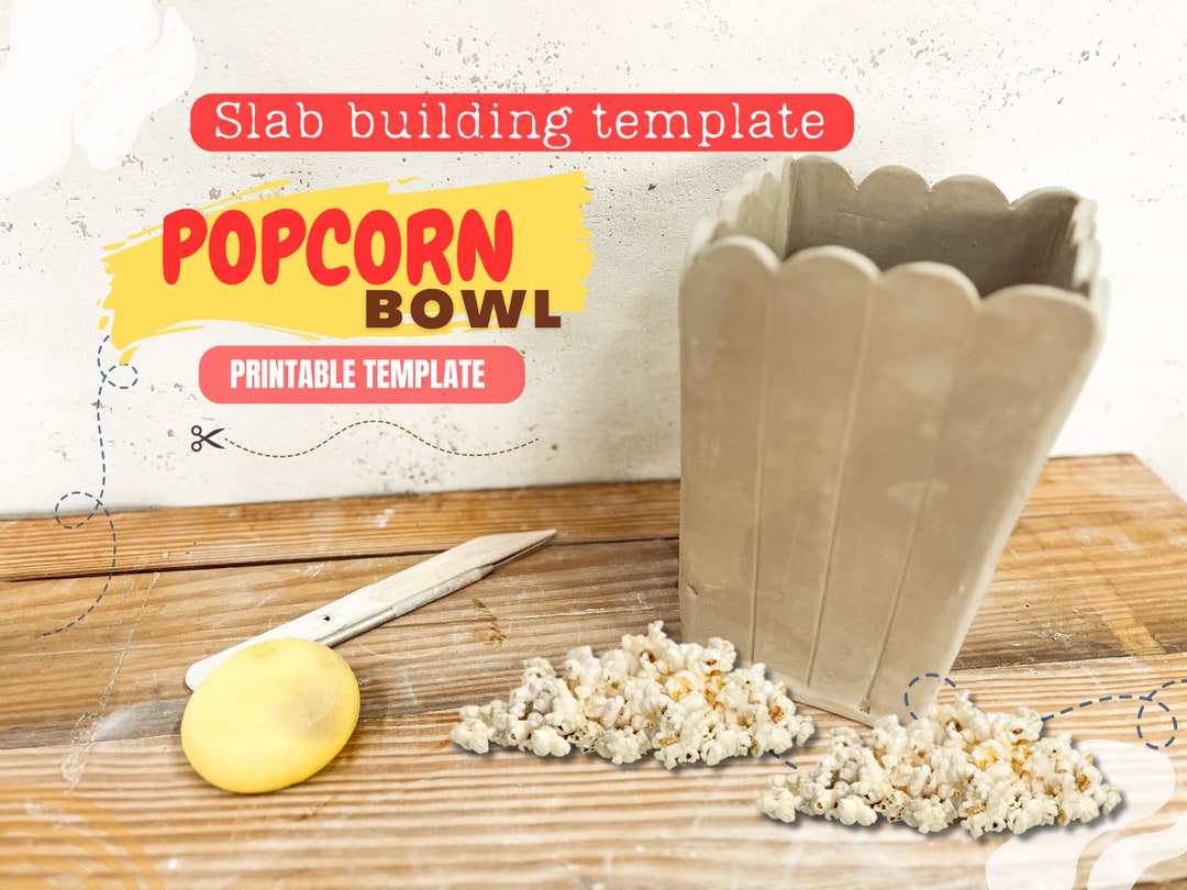 Popcorn Bowl Pottery Template, Pottery Tool, Popcorn Bucket Ceramic ...