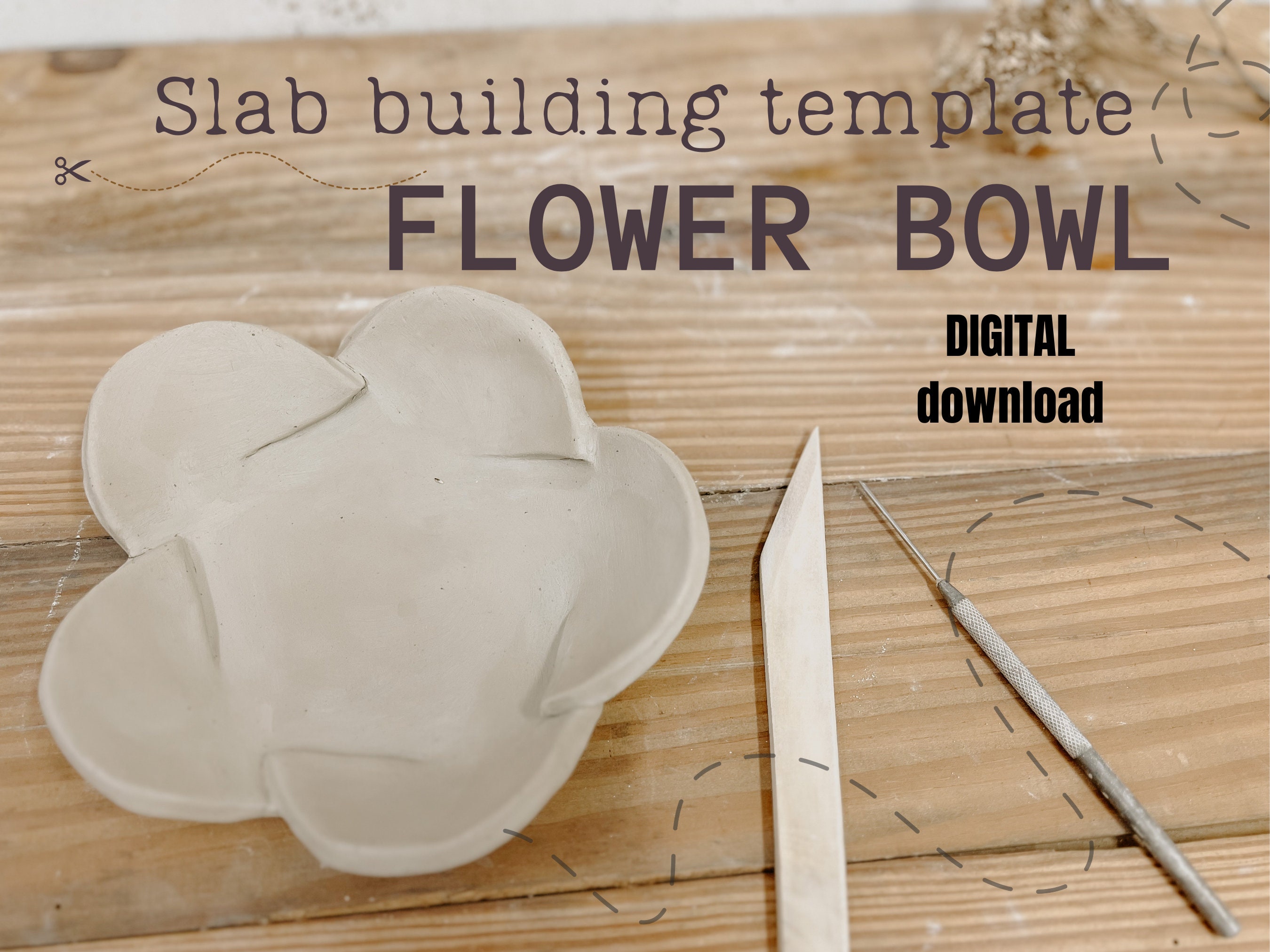 Origami Pottery Template for Slab Building a Flower Bowl, Pottery Tool ...