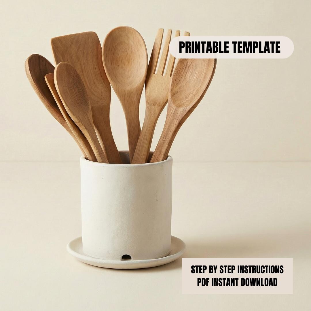 Utensil Holder Slab Template. Pdf Beginner Pottery Pattern - Etsy