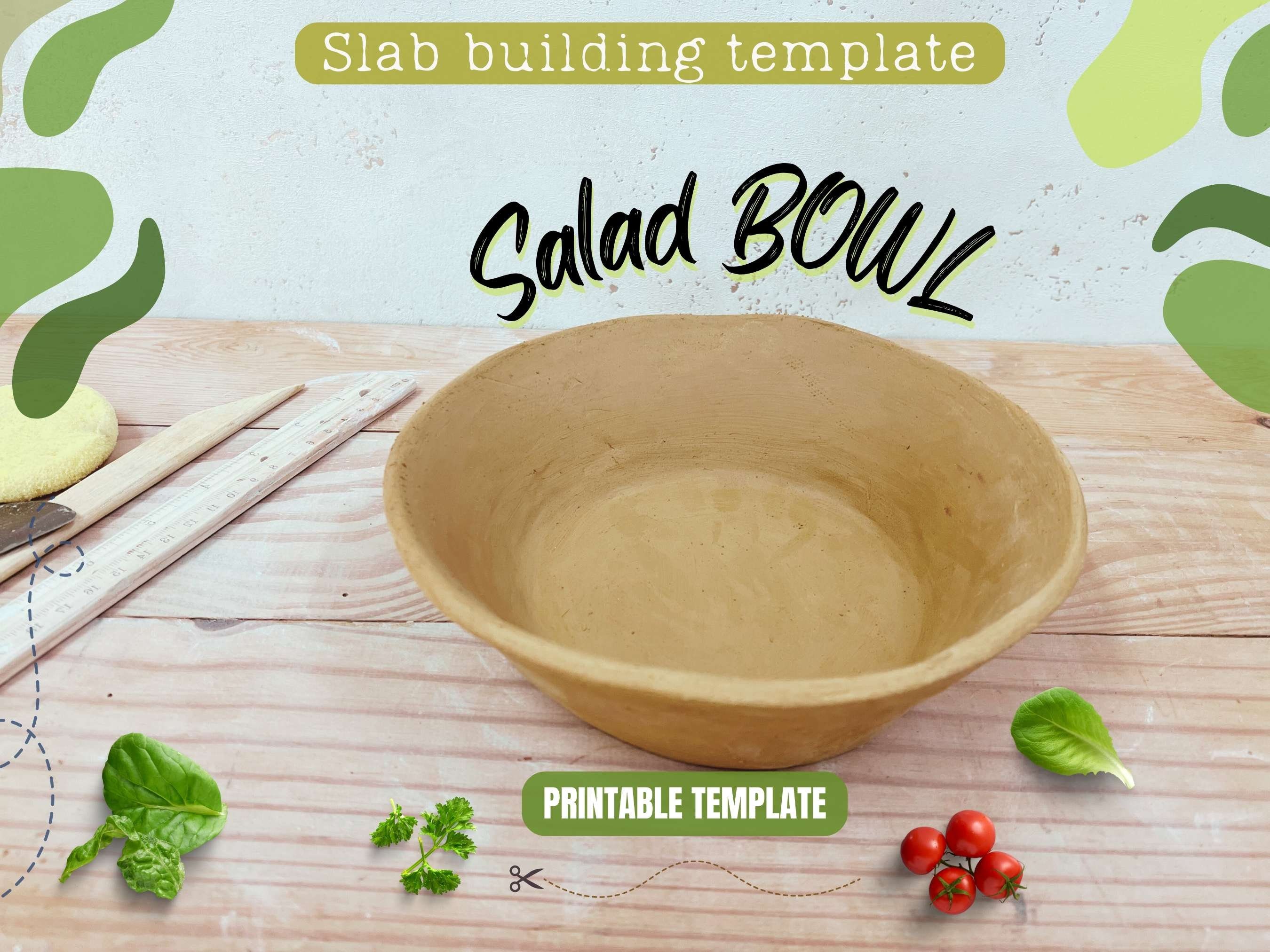 Cereal Bowl, Salad Bowl Pottery Template, Soup Bowl Slab Building ...