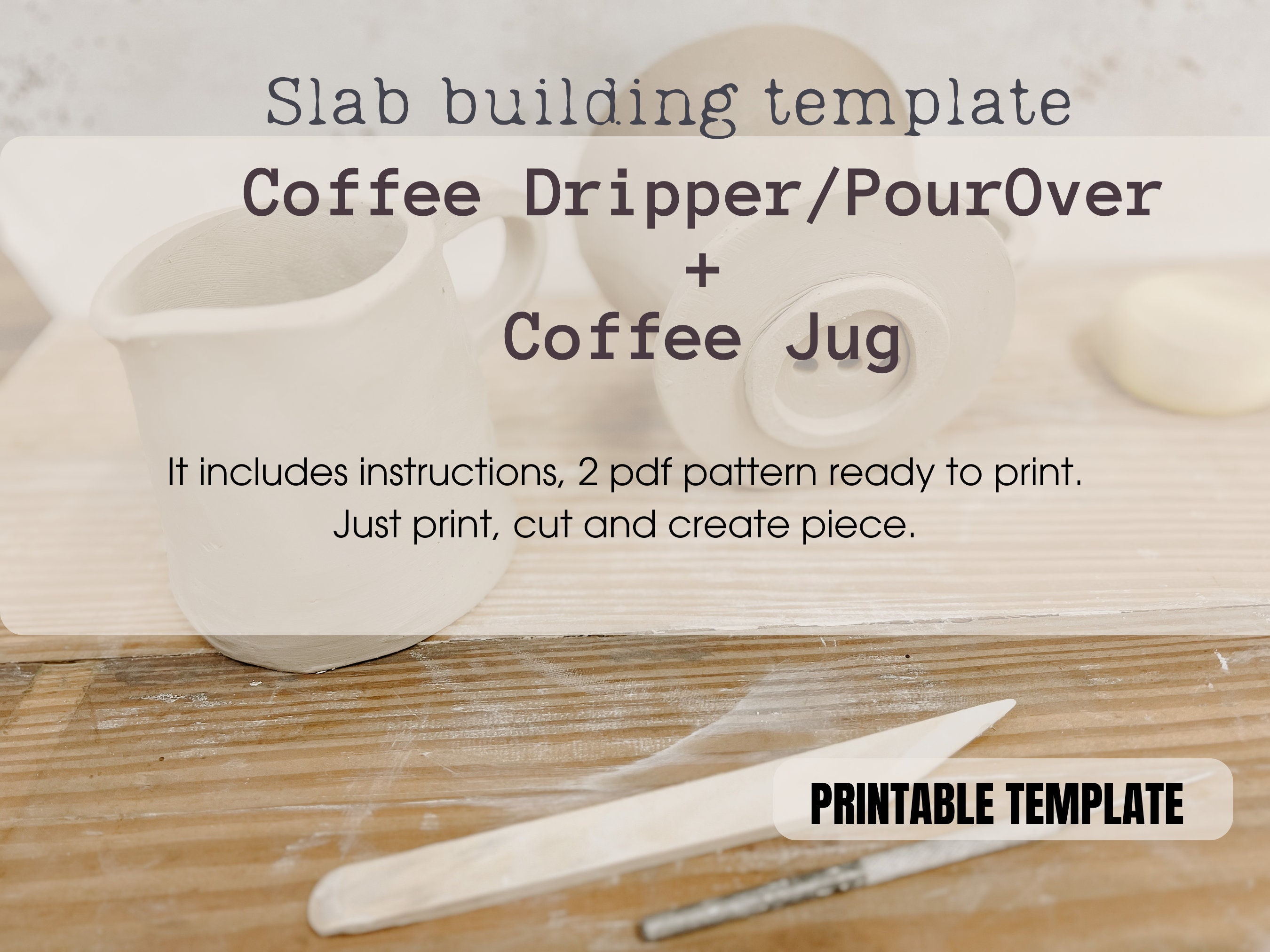 Pottery Pour Over Coffee Set Template: Slab Building Pattern (PDF ...