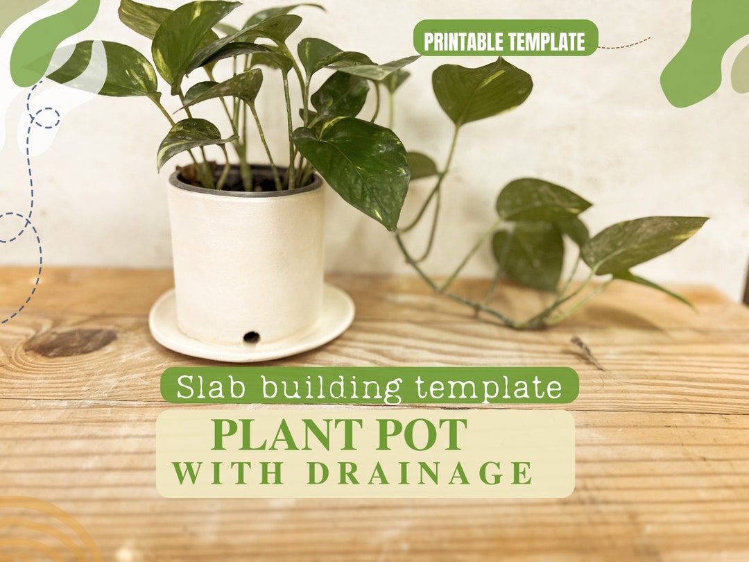 Plant Pot With Drainage Pottery Template, Clay Pot Slab Building ...