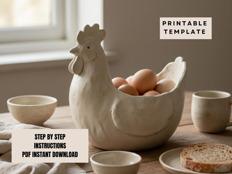 Molde de cerâmica para cesta de galinha da Páscoa – Galinha de cerâmica ...