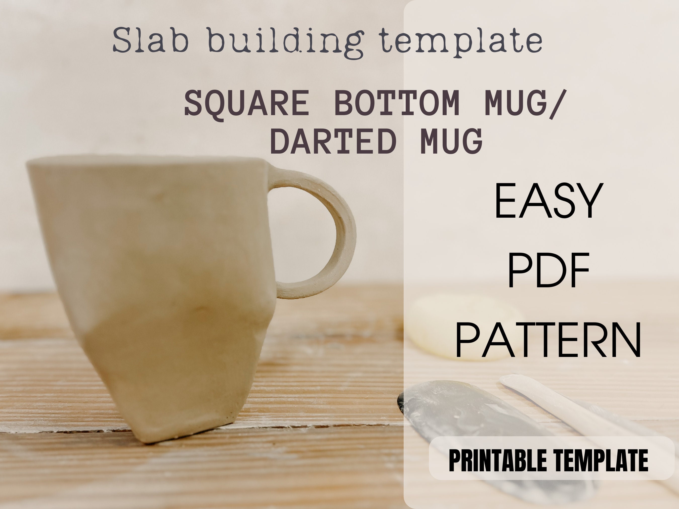 Square Bottom/darted Mug Pottery Template for Slab Building - Etsy