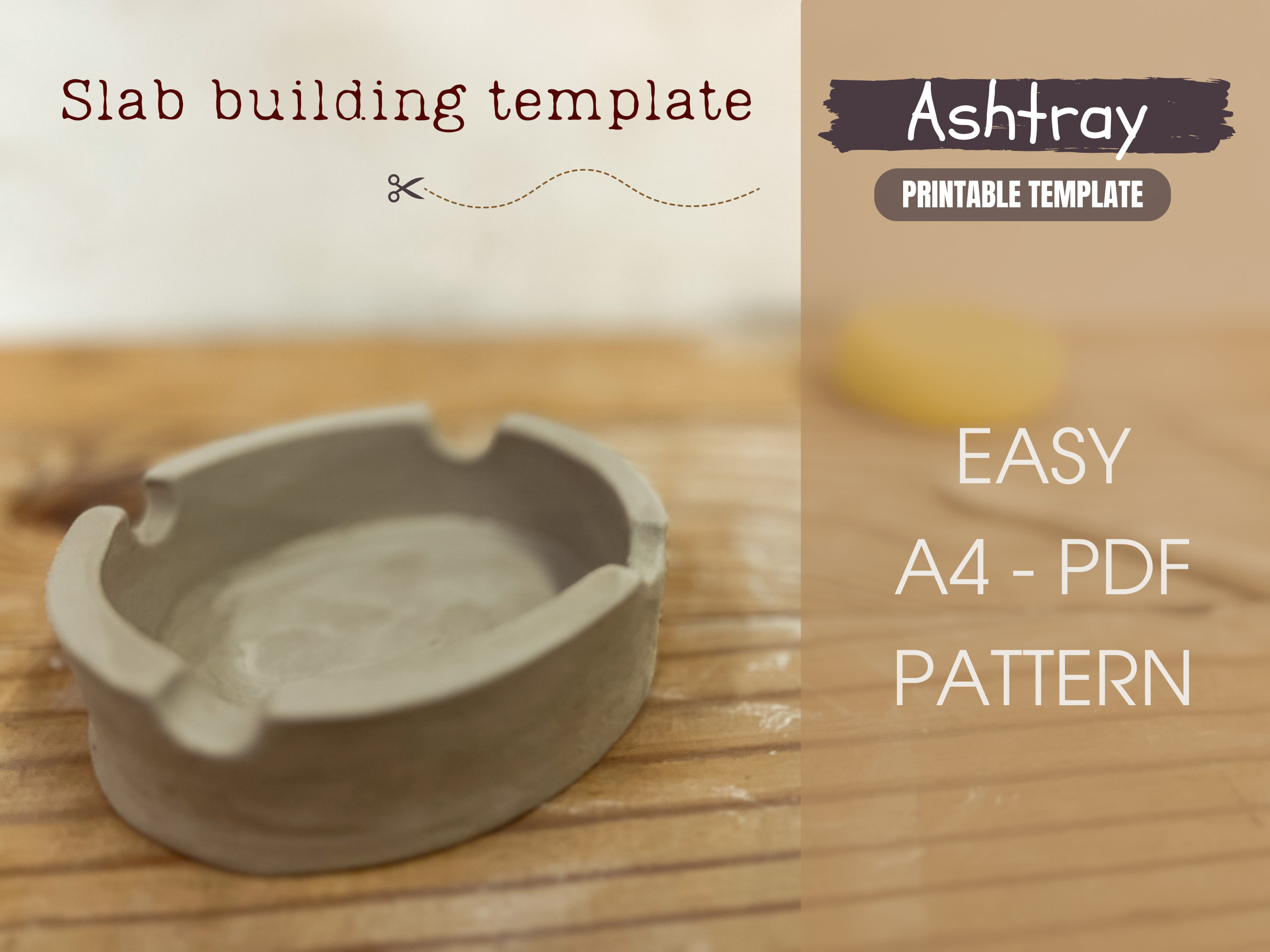 Ceramic Ashtray Pottery Template for Slab Building, Cigar Ashtray Slab ...