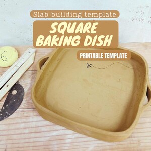 Square Baking Dish Pottery Template: Lasagna Pan Slab Building (PDF ...