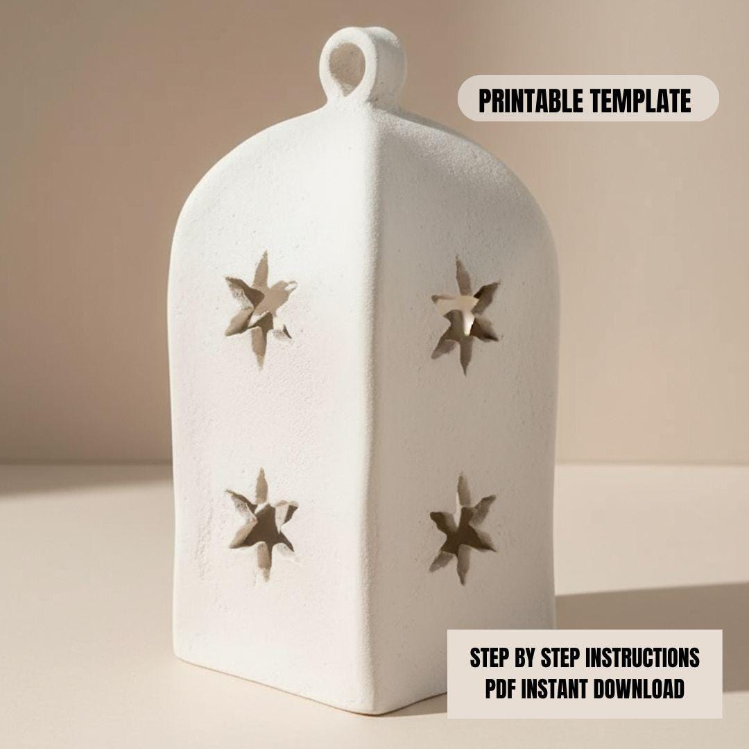 Cerami Lantern Pottery Template: Slab Building Ceramic Pattern (PDF ...