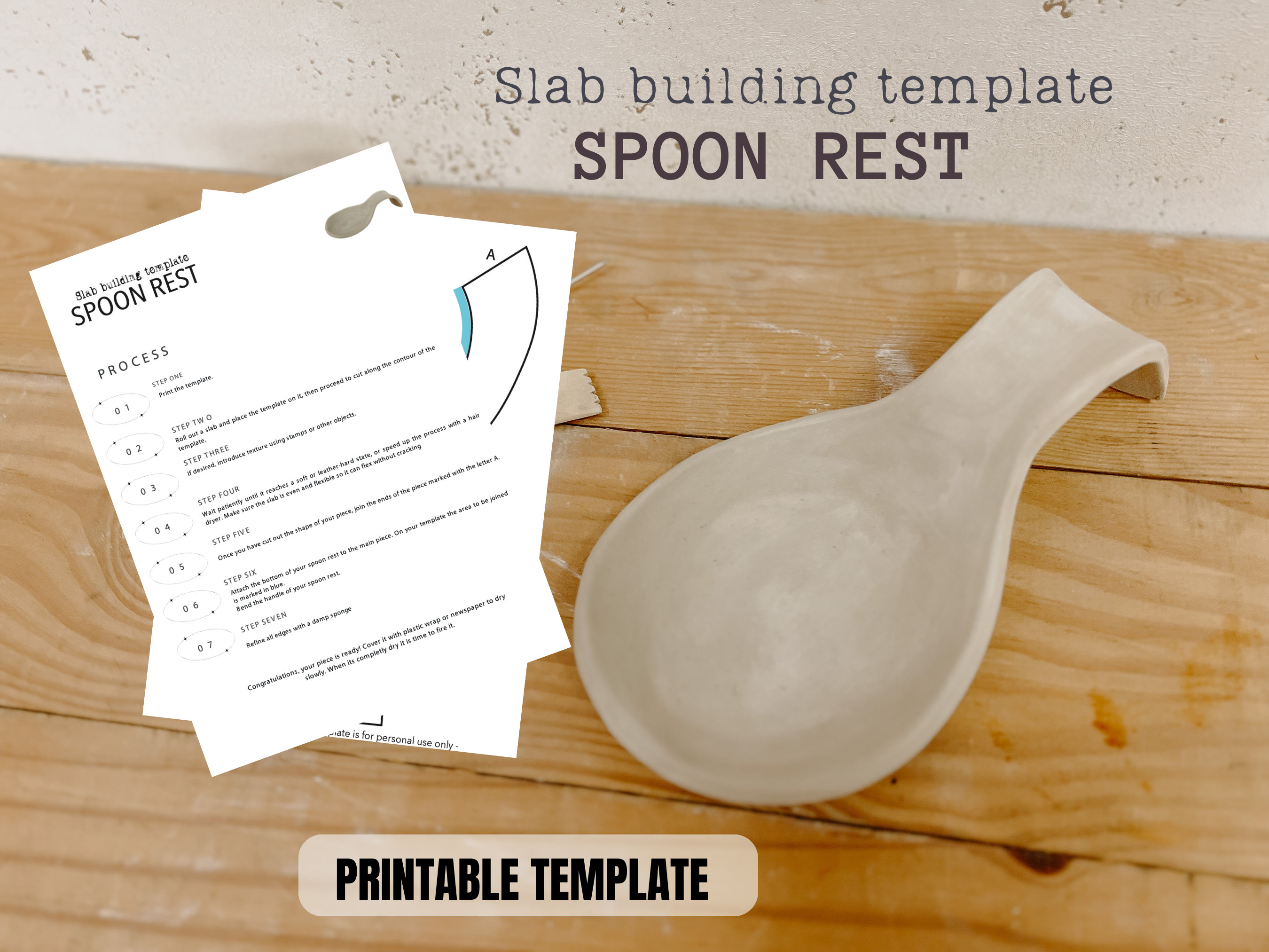 Pottery Spoon Rest Template: Slab Build, Printable (PDF Pattern) - Etsy