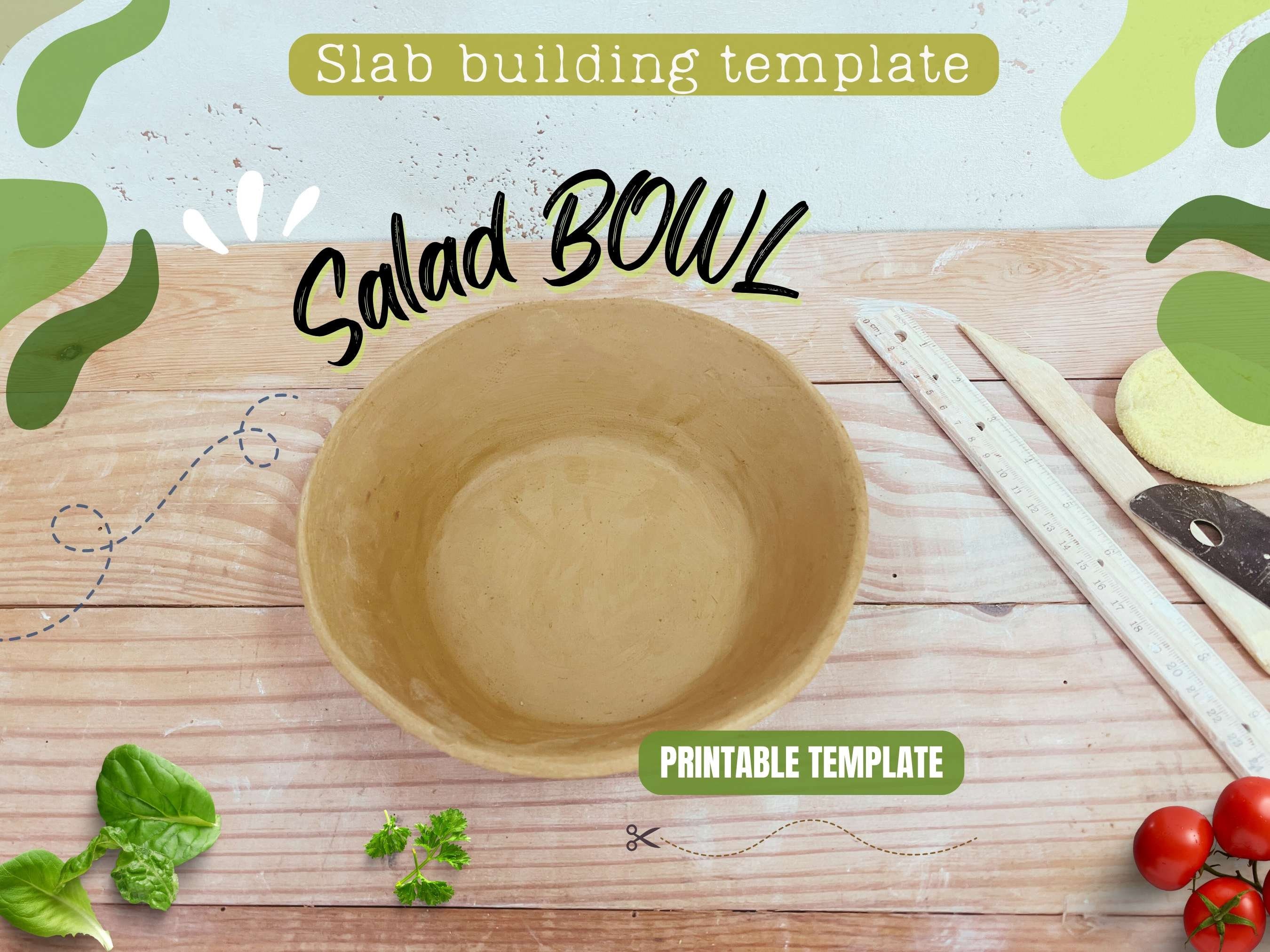 Cereal Bowl, Salad Bowl Pottery Template, Soup Bowl Slab Building ...