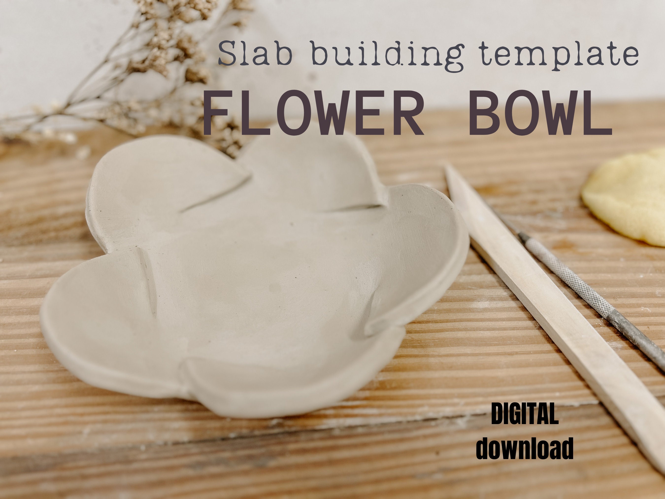 Origami Flower Bowl Pottery Template: Slab Building Tool (PDF Pattern ...
