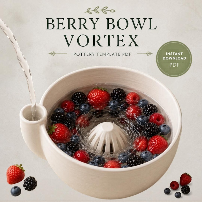 Vortex Berry Bowl Pottery Template, Vortex Fruit Washer Clay Slab ...